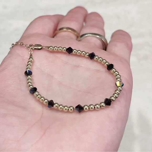hazel | Jewelry | 4k Gold Filled Hazel Bracelet With Black Swarovski ...